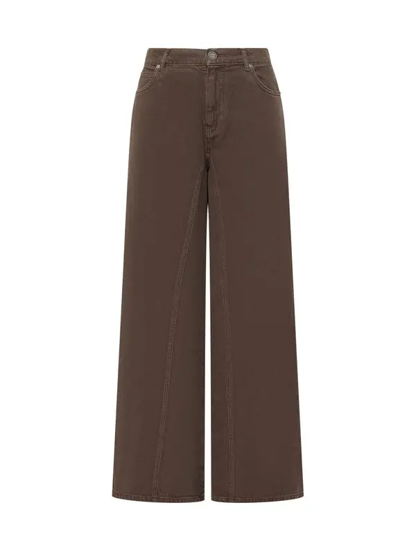 Pinko Tailored Wide-leg Trousers With Pockets - Marrone