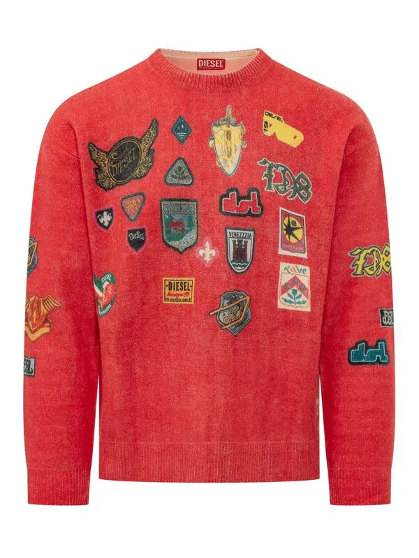 DIESEL® K-paint Graphic Knit Sweater - Rosso