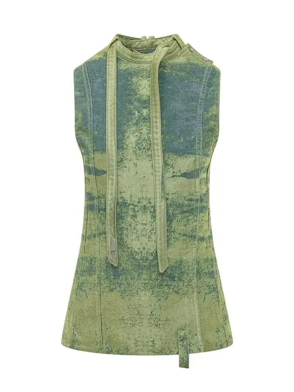 DIESEL® High-neck Sleeveless Vest - Verde