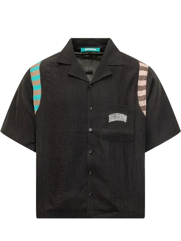 BARROW Viscose Mini Shirt With Cut Sleeves - Nero