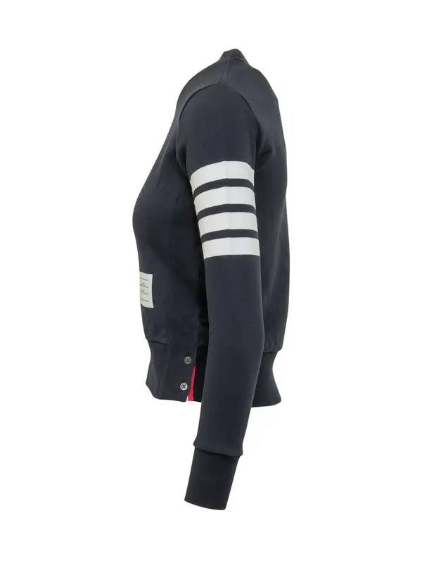 Thom Browne Giro Neck Sweatshirt With Quattro Band - Navy