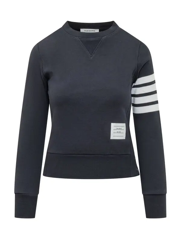 Thom Browne Quattro Band Crewneck Sweatshirt - Navy