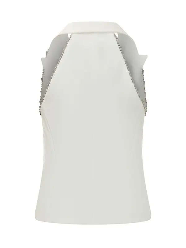 Pinko Structured Gilet With Revers - Bianco Seta