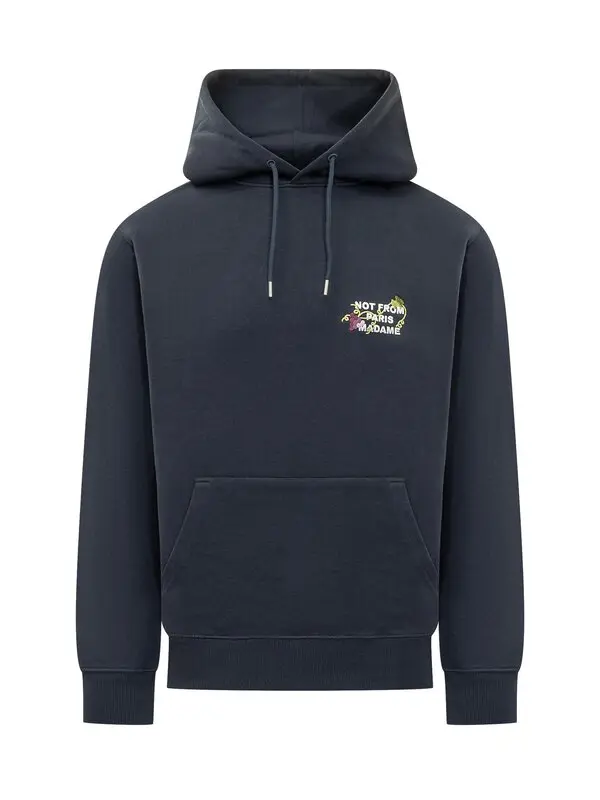 Drole De Monsieur Embroidered Hooded Sweatshirt - Navy