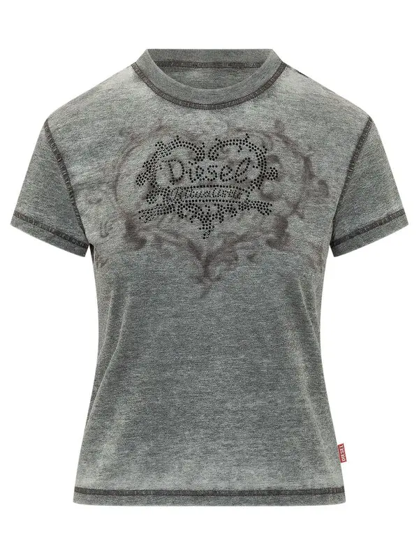 DIESEL® Short Sleeve T-shirt With Front Applications - Grigio