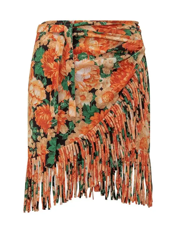 Pinko High-waisted Mini Skirt - Mult.arancio/verde