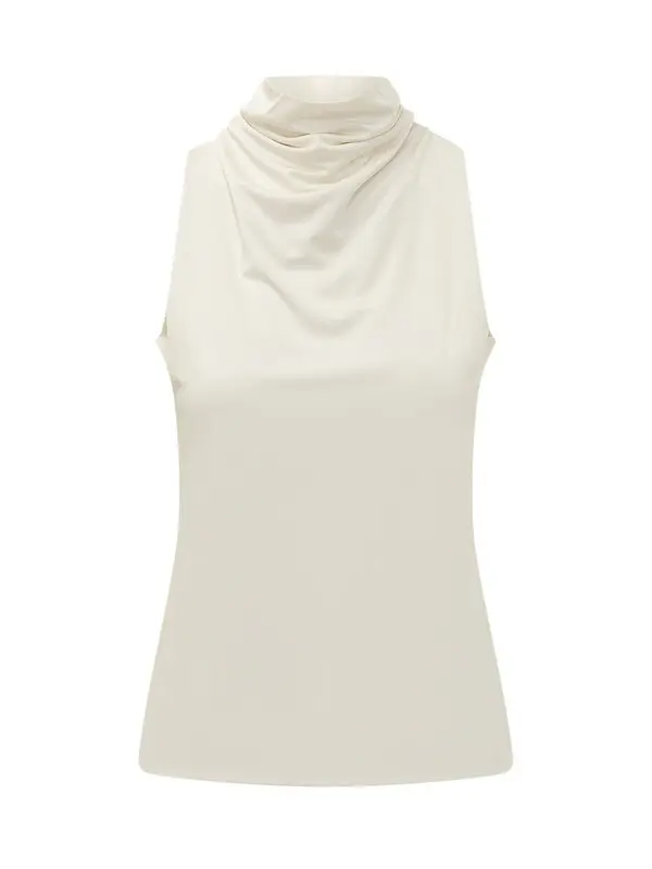 BOSS Sleeveless Draped Neck Mini Top - Open White