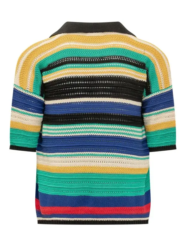LANEUS Polo In Striped Design - Black/multicolor