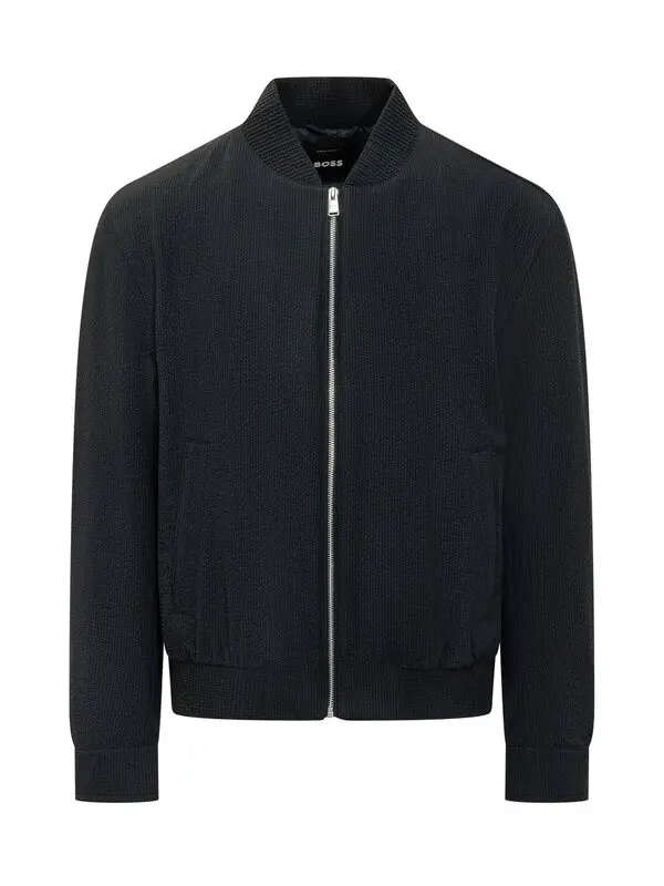 BOSS Combo Zip Front Bomber Jacket - Dark Blue