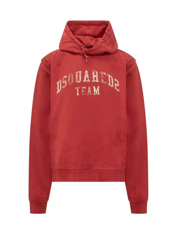 Dsquared2 Logo Print Hooded Sweatshirt - Red