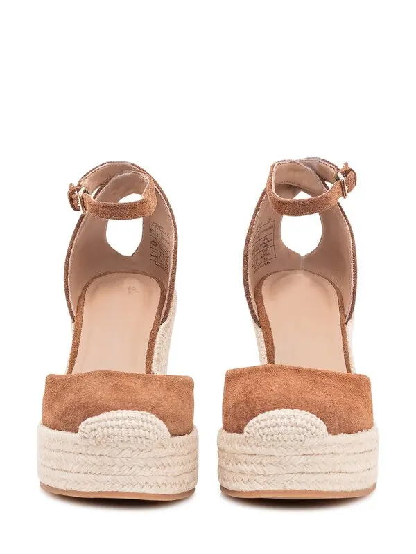 BOSS Elevated Heeled Sandals With Ankle Strap - Medium Brown
