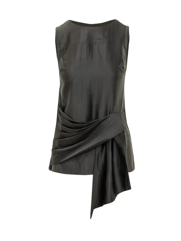 Loulou De Saison Asymmetrical Draped Mini Top - Black
