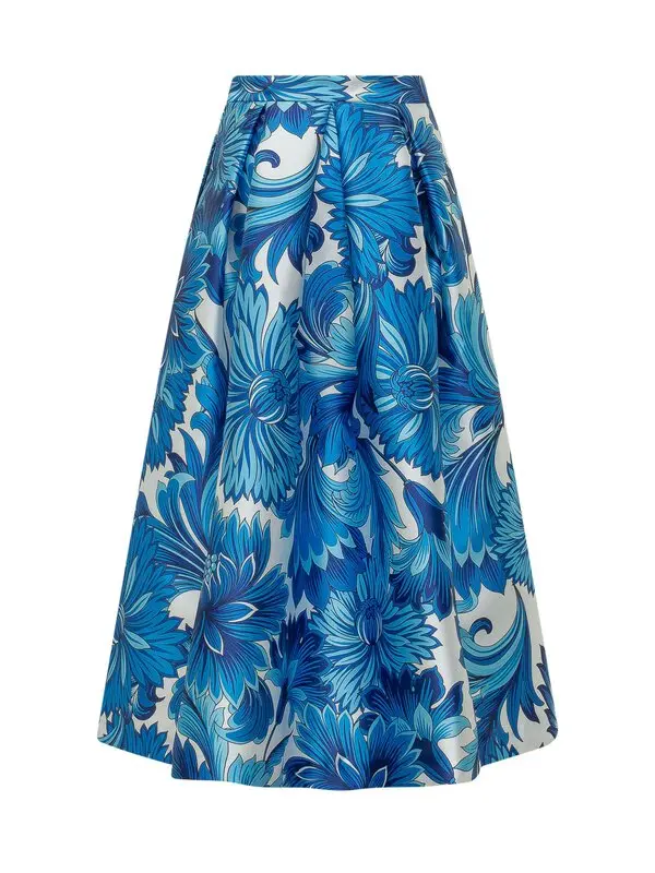 LUNATICA Wide-waist Floral Print Skirt