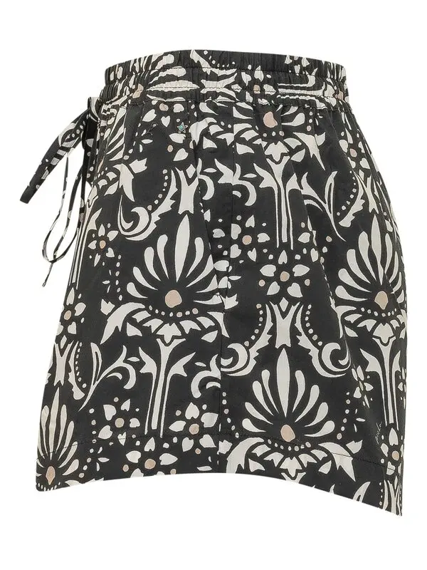 Pinko Chic Mini Shorts With Artistic Floral Print - Nero/bianco
