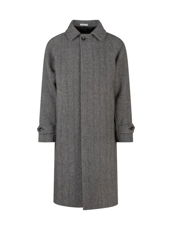 BRERAS Checked Overcoat - Grigio