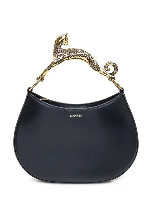 LANVIN Hobo Handbag With Cat Handle - Black