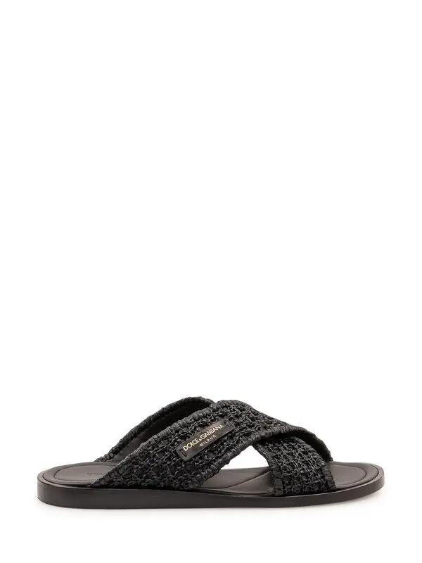 Dolce & Gabbana Raffia Detail Sandal - Nero/nero