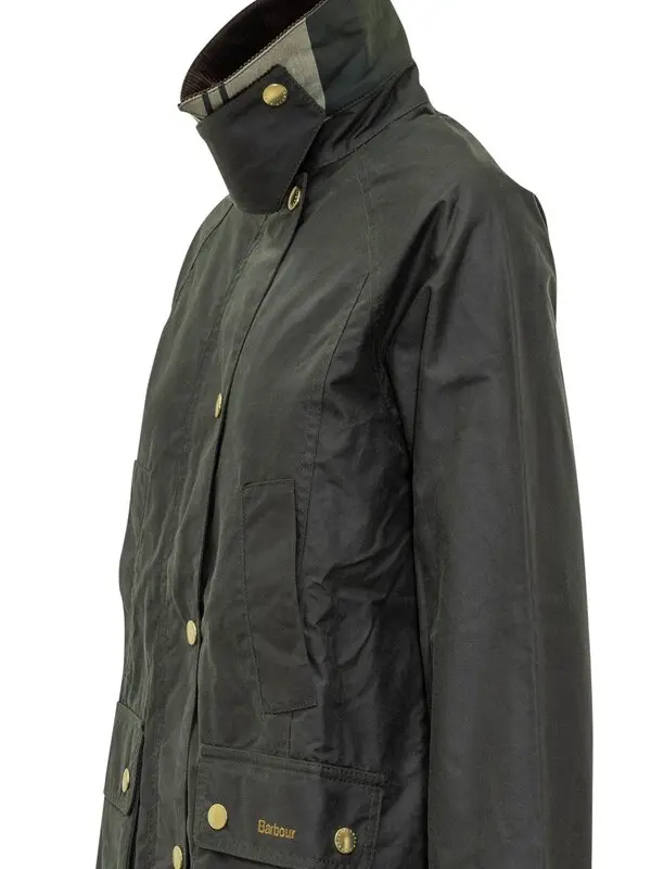Barbour Waxed Cotton Jacket With Velvet Collar - Sage Ancient