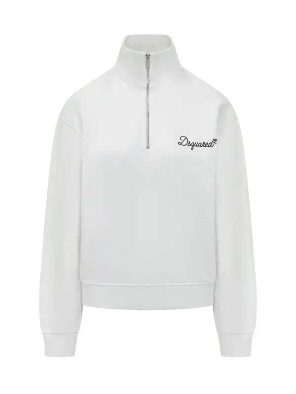Dsquared2 Zip Logo Sweatshirt - Bianco
