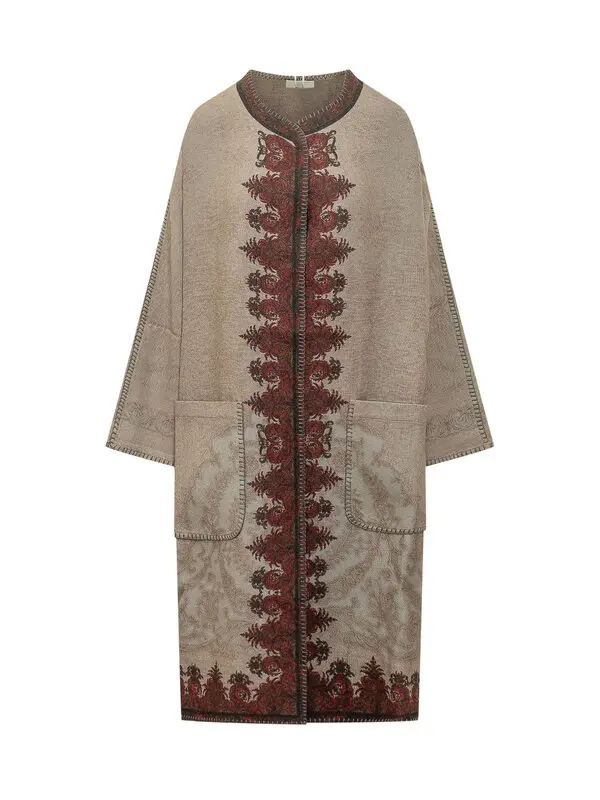PIERRE-LOUIS MASCIA Pancake Weave Kimono Wrap Coat - Bordeaux