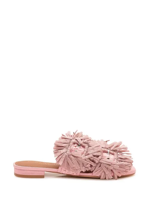 Kurt Geiger Raffia Sandals With Fringe - Pink