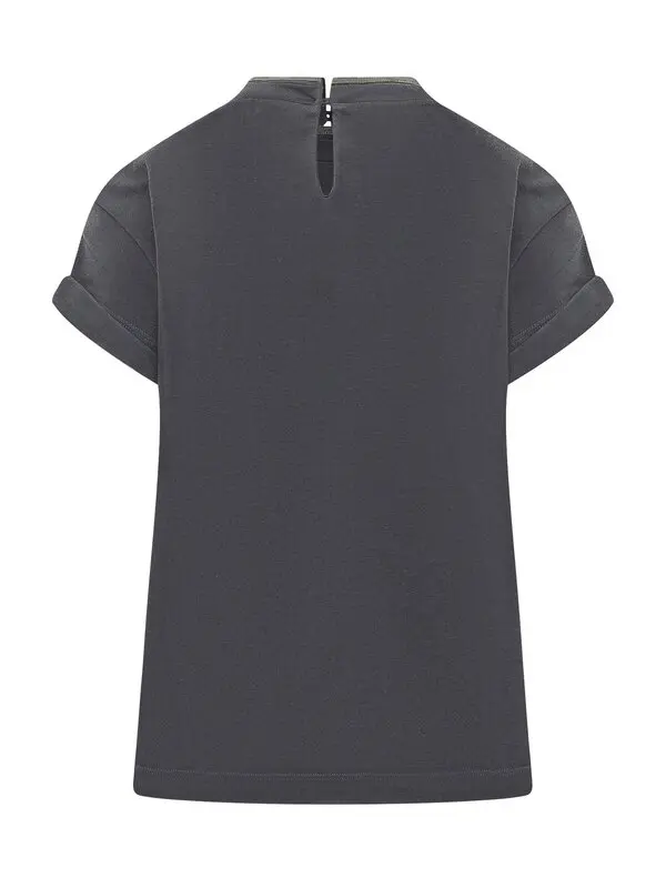Brunello Cucinelli Cut Sleeve Giro Neck Knit Top