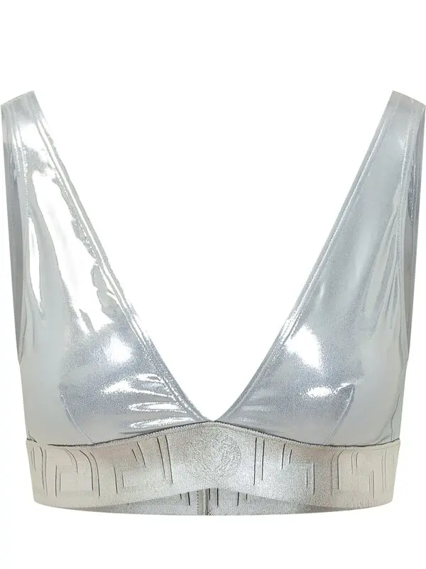 Versace Mini Metallic Bikini Top - Silver