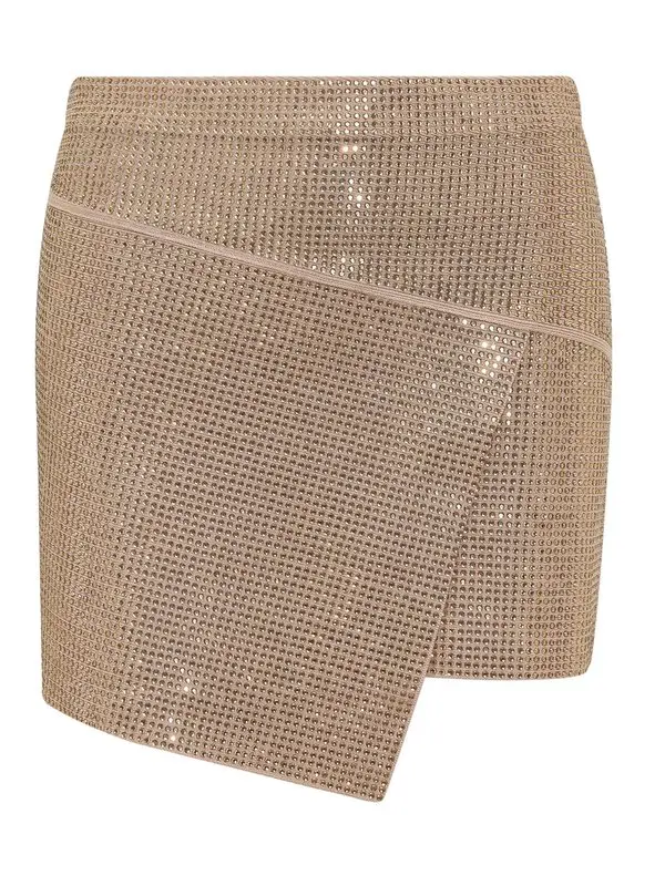 ANDREĀDAMO Strass Detailing Mini Skirt - Nude