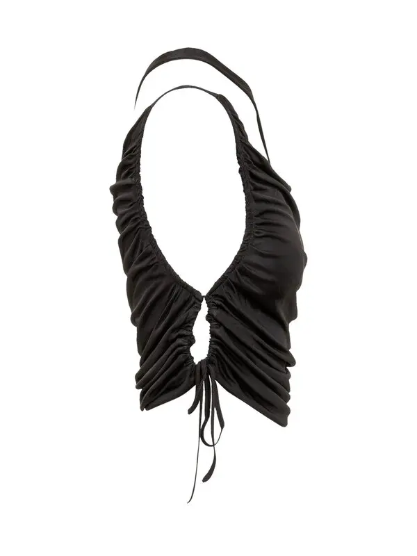 ANDREĀDAMO Halter Neck Ruched Crop Top