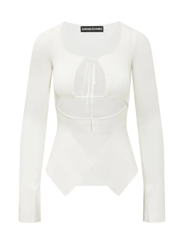 ANDREĀDAMO Chic Stretch Top - Ivory