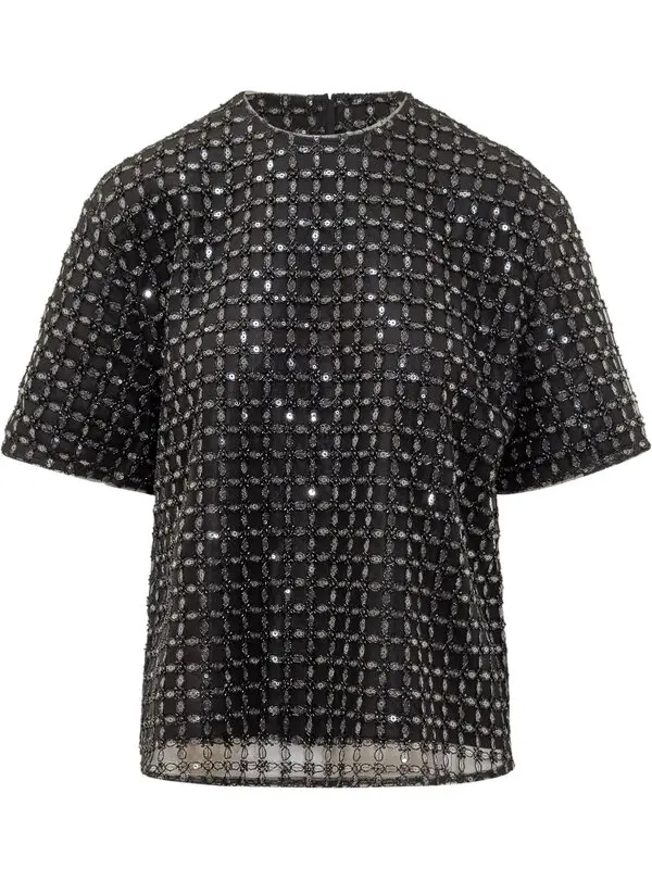 ROTATE BY BIRGER CHRISTENSEN Oversized Top With Plated Design - Black