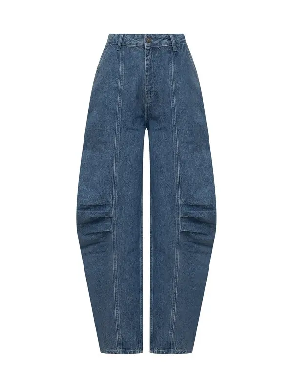 ROTATE BY BIRGER CHRISTENSEN Cargo Denim Jeans - Medium Blue Denim