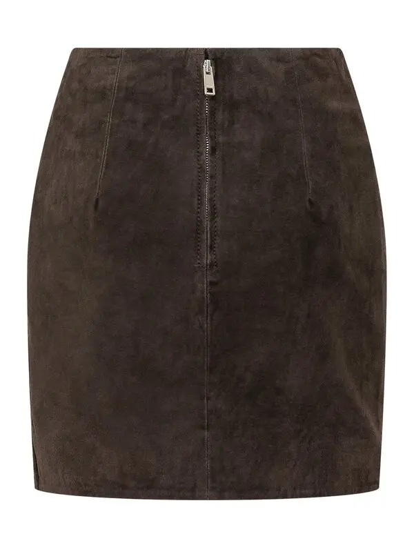 ROTATE BY BIRGER CHRISTENSEN Chic Leather Mini Skirt - Ganache