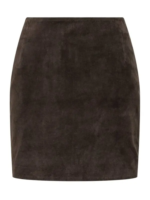 ROTATE BY BIRGER CHRISTENSEN Chic Leather Mini Skirt - Ganache
