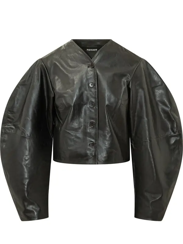 ROTATE BY BIRGER CHRISTENSEN Fitted Lambskin Leather Jacket - Black