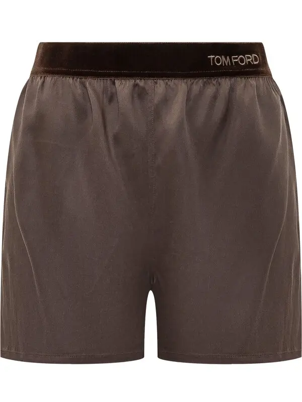 TOM FORD Silk Satin Pajama Shorts - Espresso
