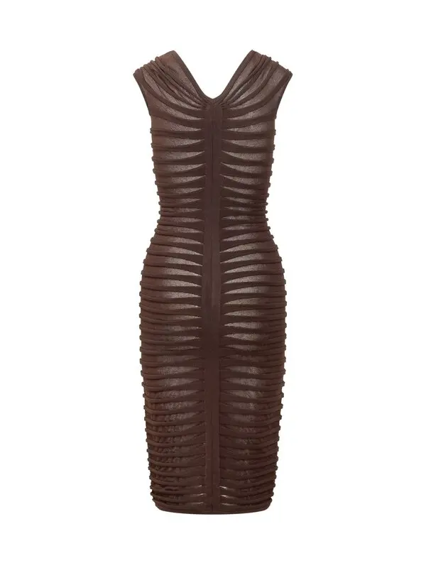 Elisabetta Franchi Chic Midi Suit Dress - Cacao