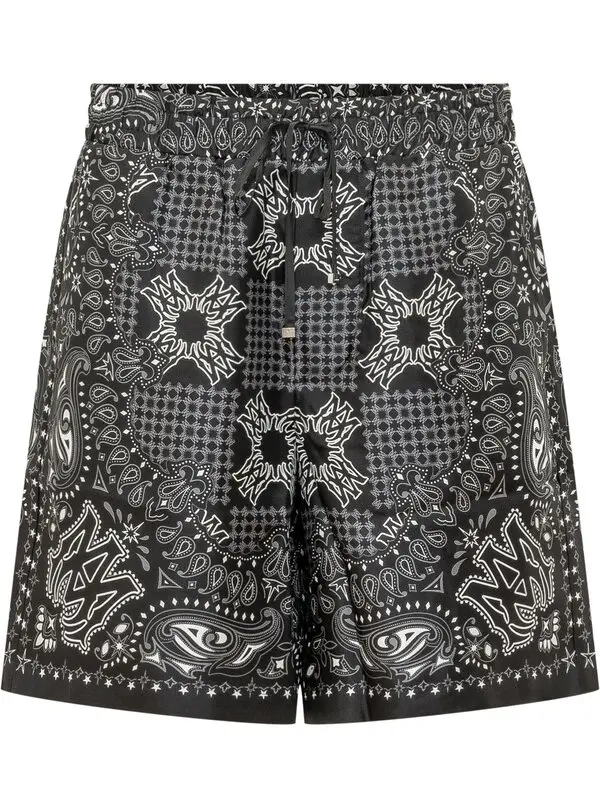 Amiri Mini Check Silk Shorts - Black