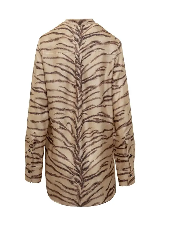 Stella McCartney Silk Tiger Print Shirt - Natural