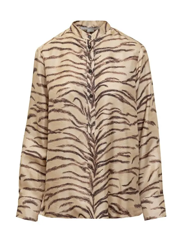 Stella McCartney Silk Tiger Print Shirt - Natural