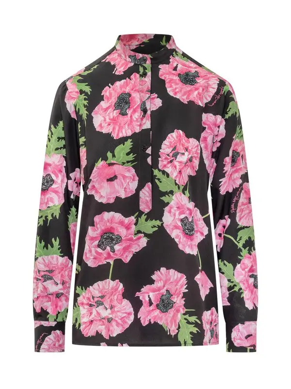 Stella McCartney Silk Shirt With Stampaint - Pink/black