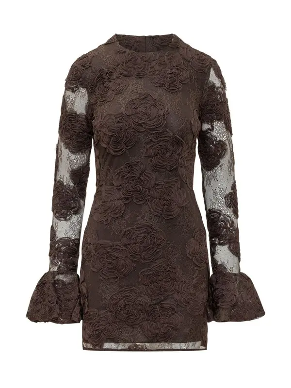 ROTATE BY BIRGER CHRISTENSEN 3d Flower Midi Dress - Mole'