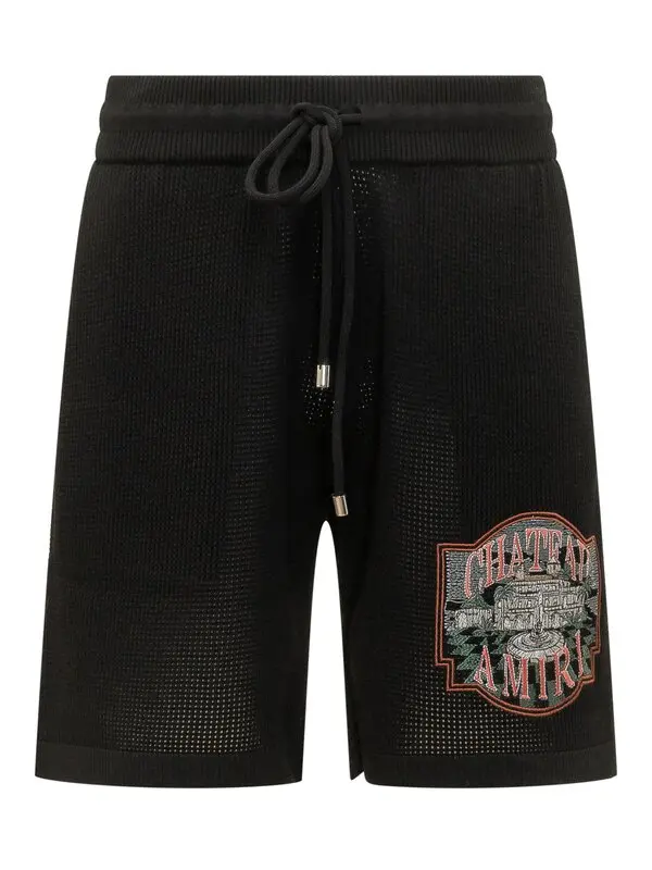Amiri Mini Casual Shorts With Decorative Front Embroidery - Black
