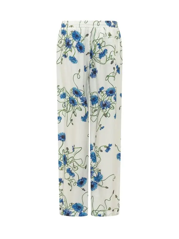 Stella McCartney Stylish Trousers With Unique Floral Print - Cornflower