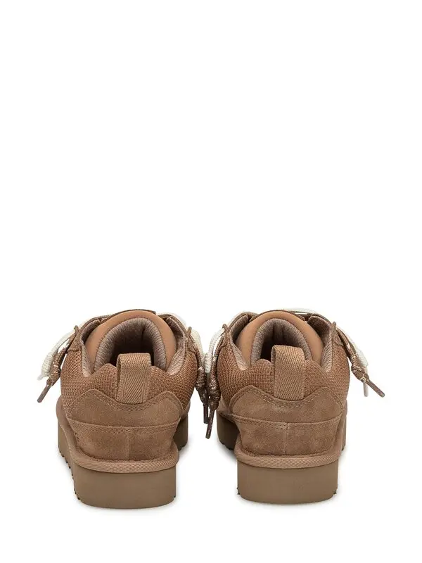 UGG Suede & Mesh Trekking Sneaker With Lace-up Design - Chestnut