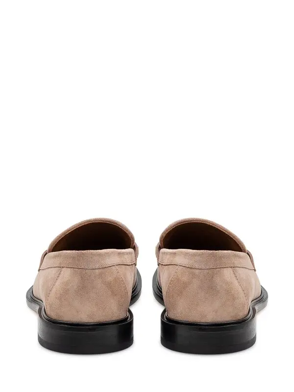 STURLINI Luxurious Suede Loafers With Front Strap - Barley