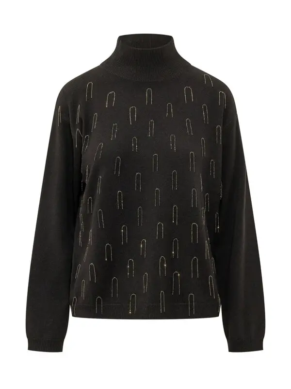 Fabiana Filippi Elegant Knit Sweater With Luxe Details - Nero