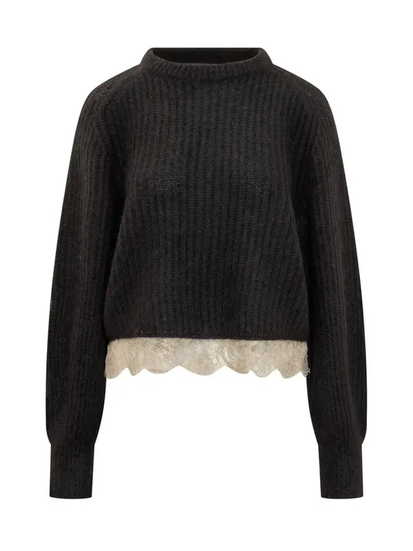 Fabiana Filippi Lace-detail Pullover - Nero