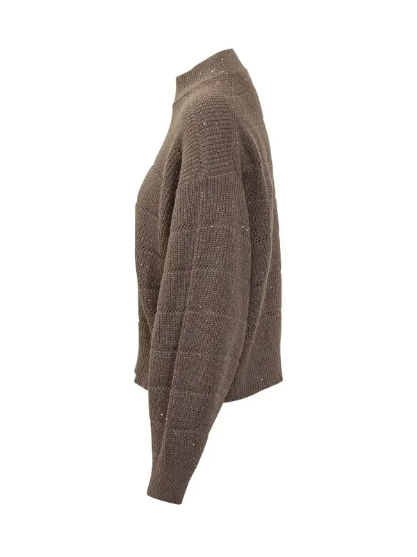 Brunello Cucinelli Cashmere And Wool Blend Pullover With Paintillettes