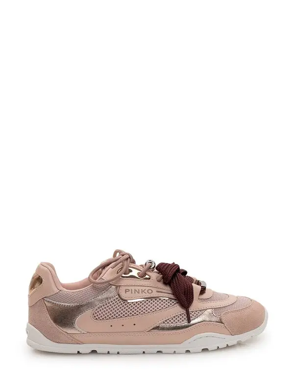 Pinko Mesh Sneakers With Metallic Accents - Pink